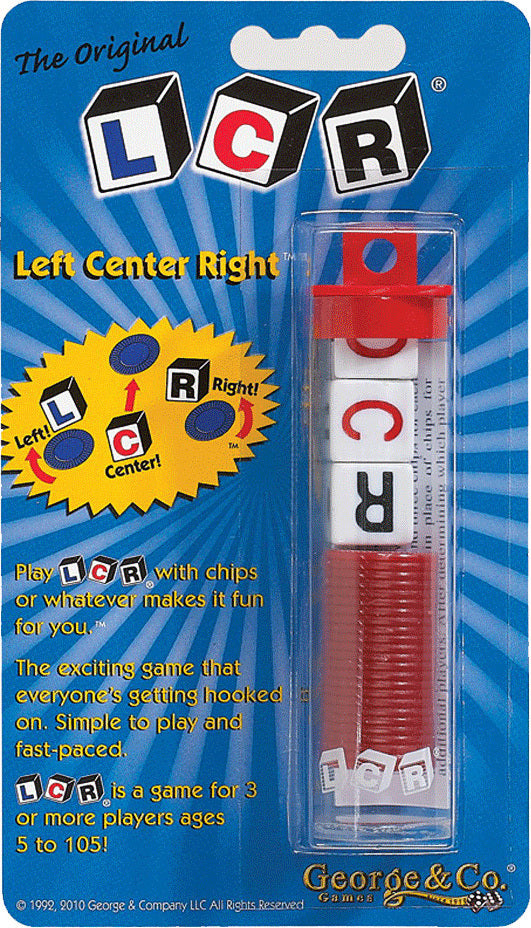 Left Right Center (LCR) Game Blister Card – Stevenson's Toys & Games